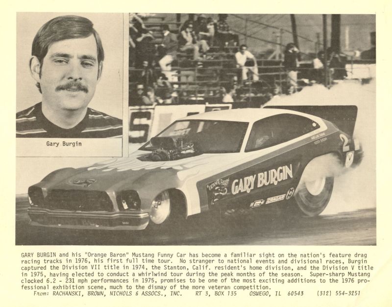 Gary Burgin, A Tribute - Drag List